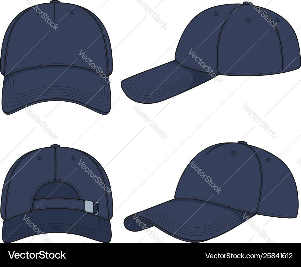 Blue Denim Baseball Cap Set Royalty Free Vector Image