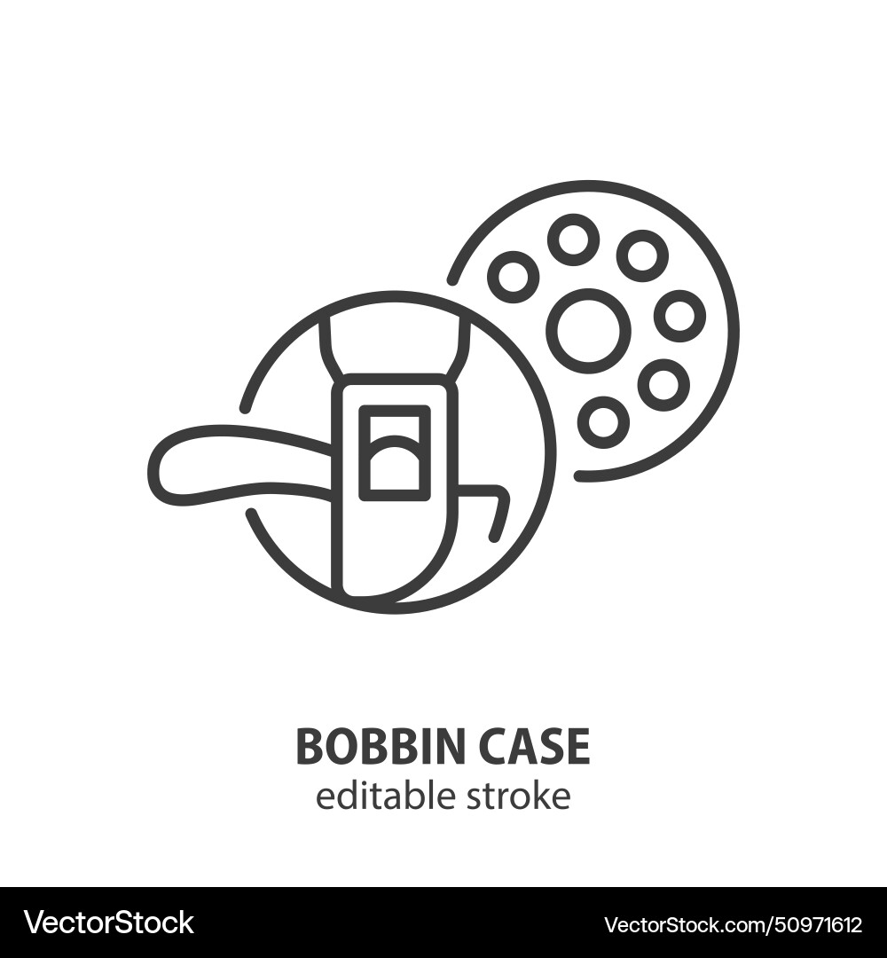 Bobbin case for sewing machine with spool line Vector Image