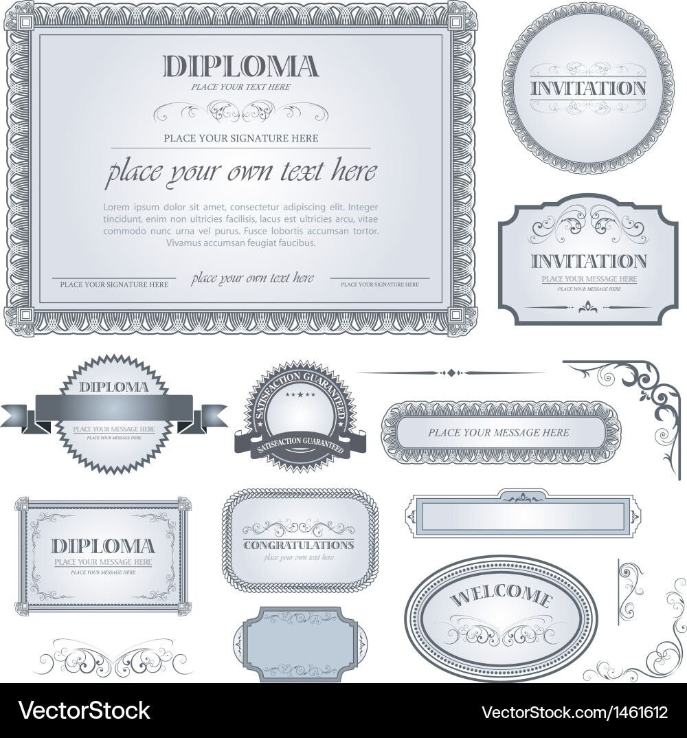 Diploma template with additional design elements Vector Image