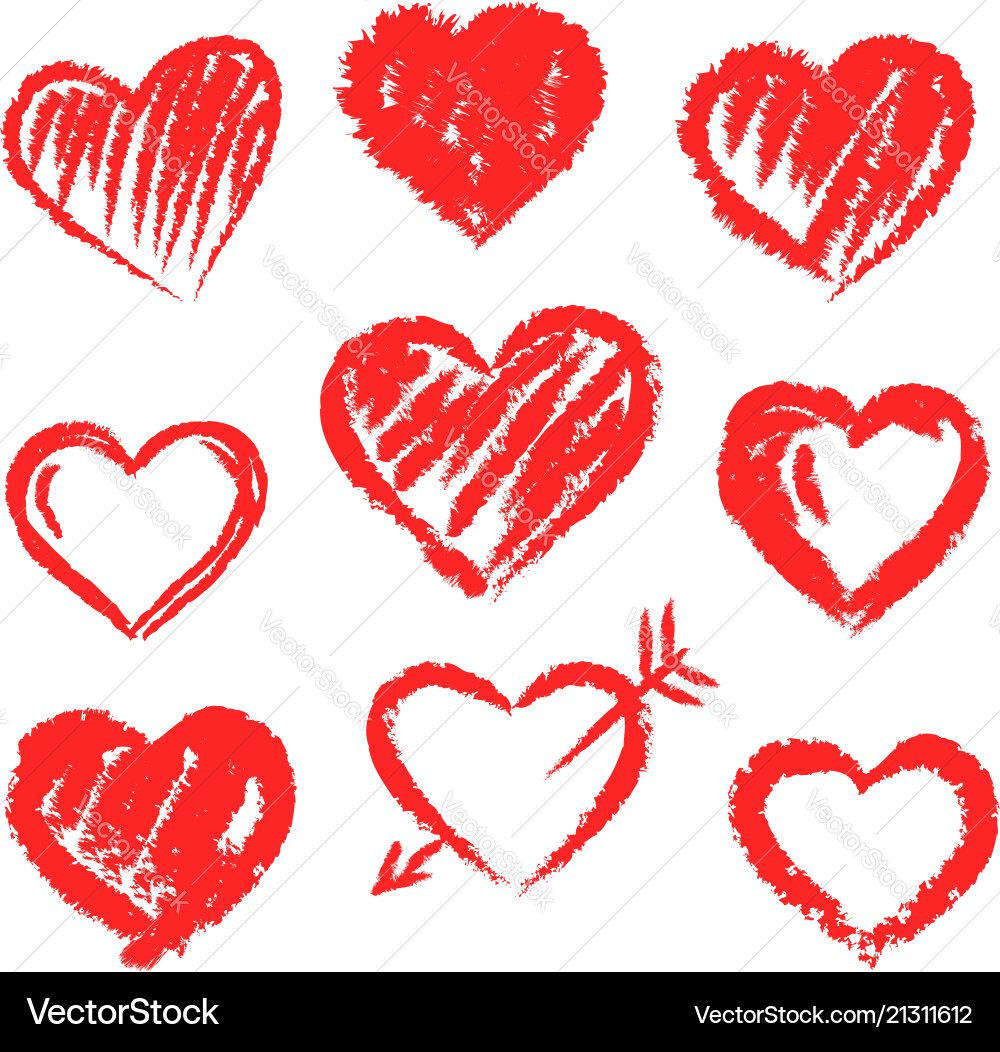 Hearts set hand drawn Royalty Free Vector Image