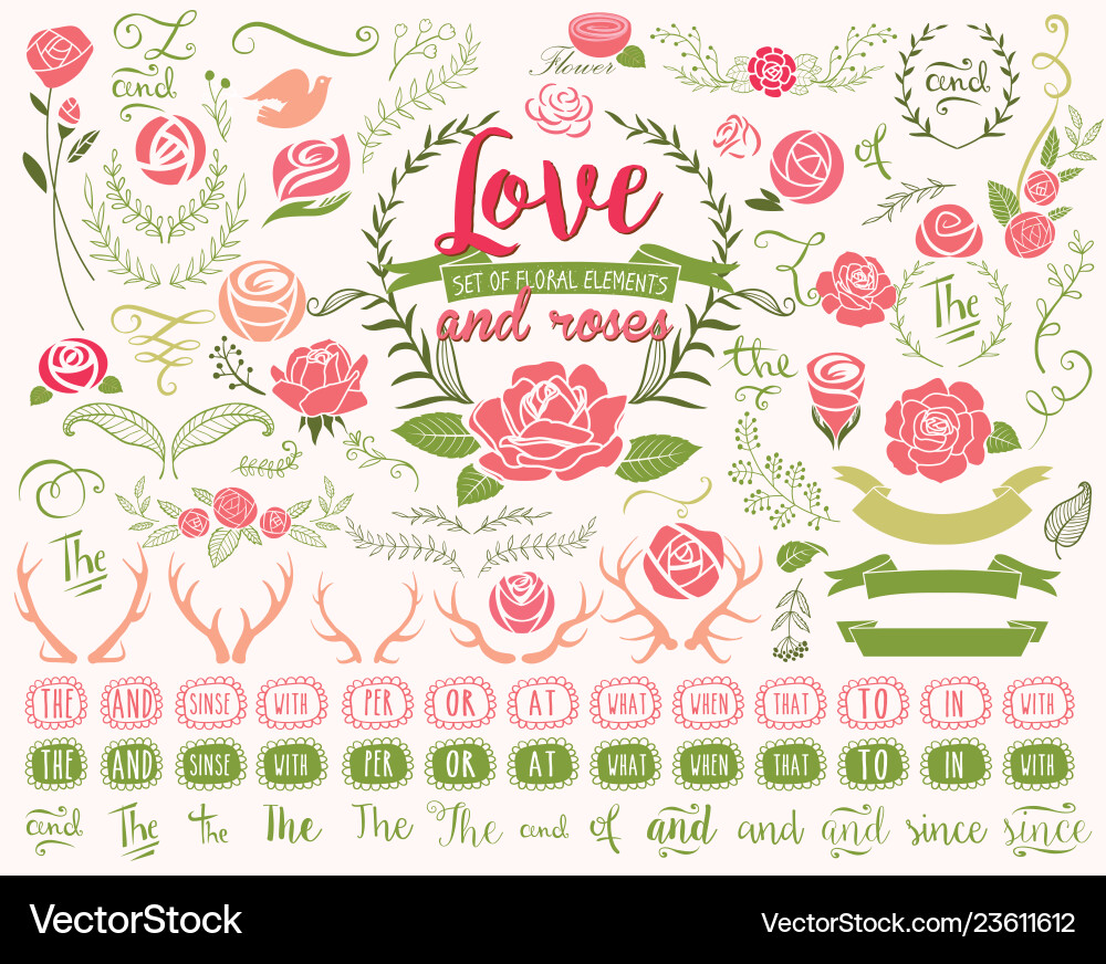 Love and roses design elements Royalty Free Vector Image