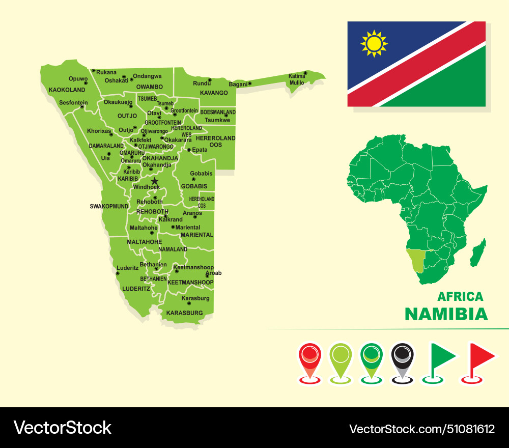 Namibia map Royalty Free Vector Image - VectorStock