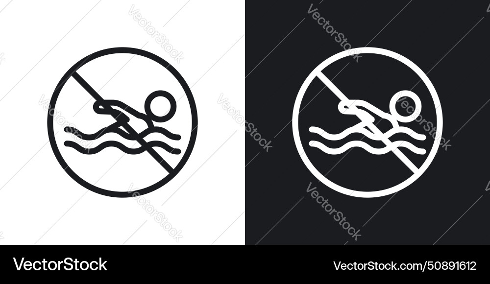 No swimming sign icon set pool Royalty Free Vector Image
