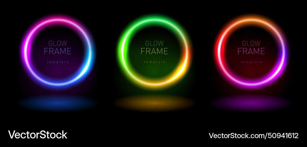 Vibrant color neon glow light frame template Vector Image