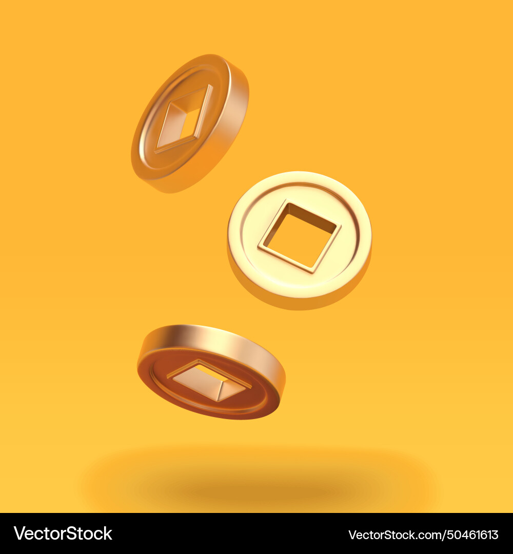 3d cartoon japanese coins Royalty Free Vector Image