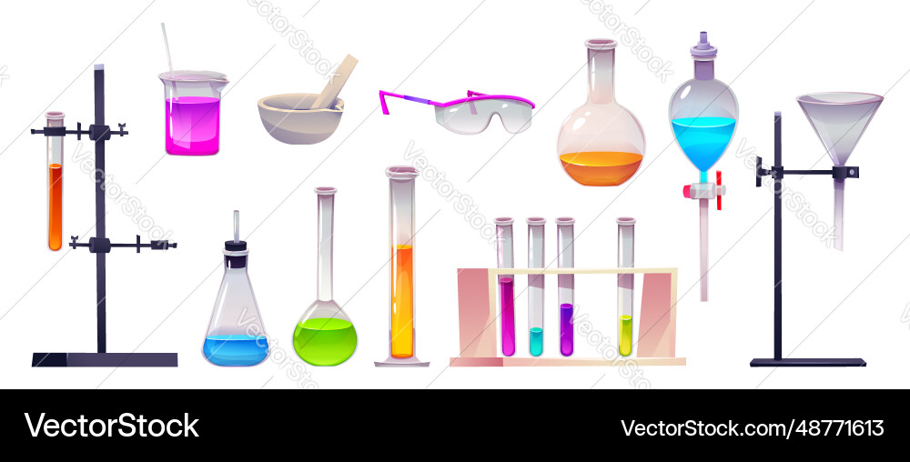 Chemical laboratory equipment set Royalty Free Vector Image