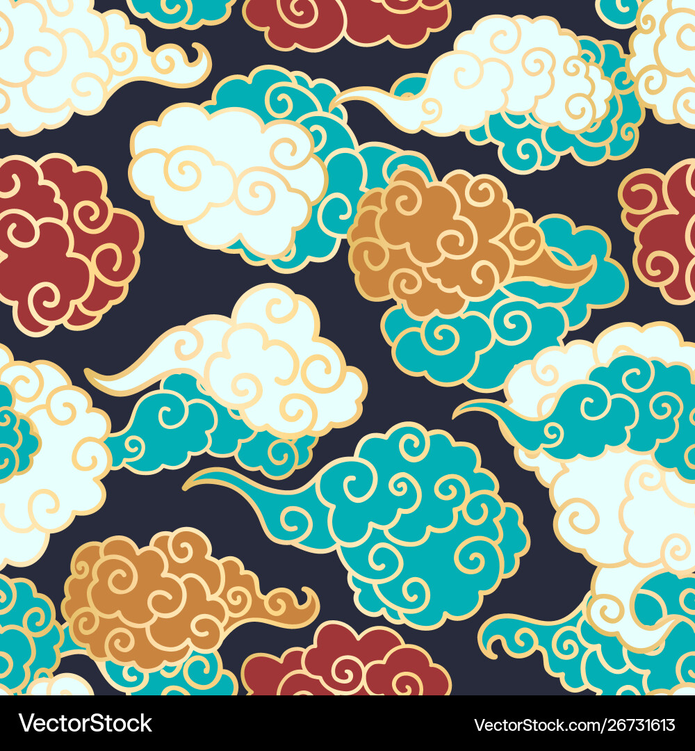 Chinese clouds smoke seamless pattern Royalty Free Vector
