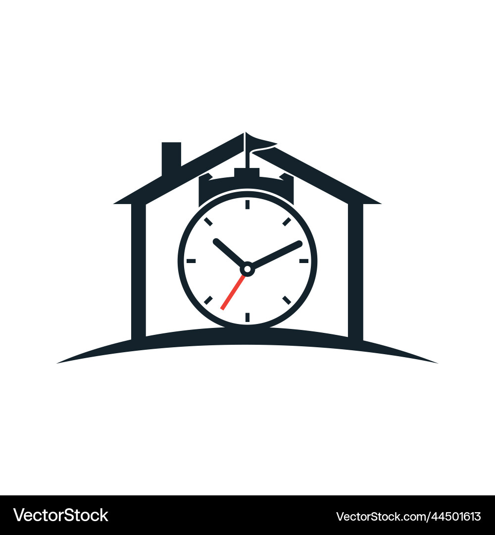 Clock castle icon logo design template Royalty Free Vector