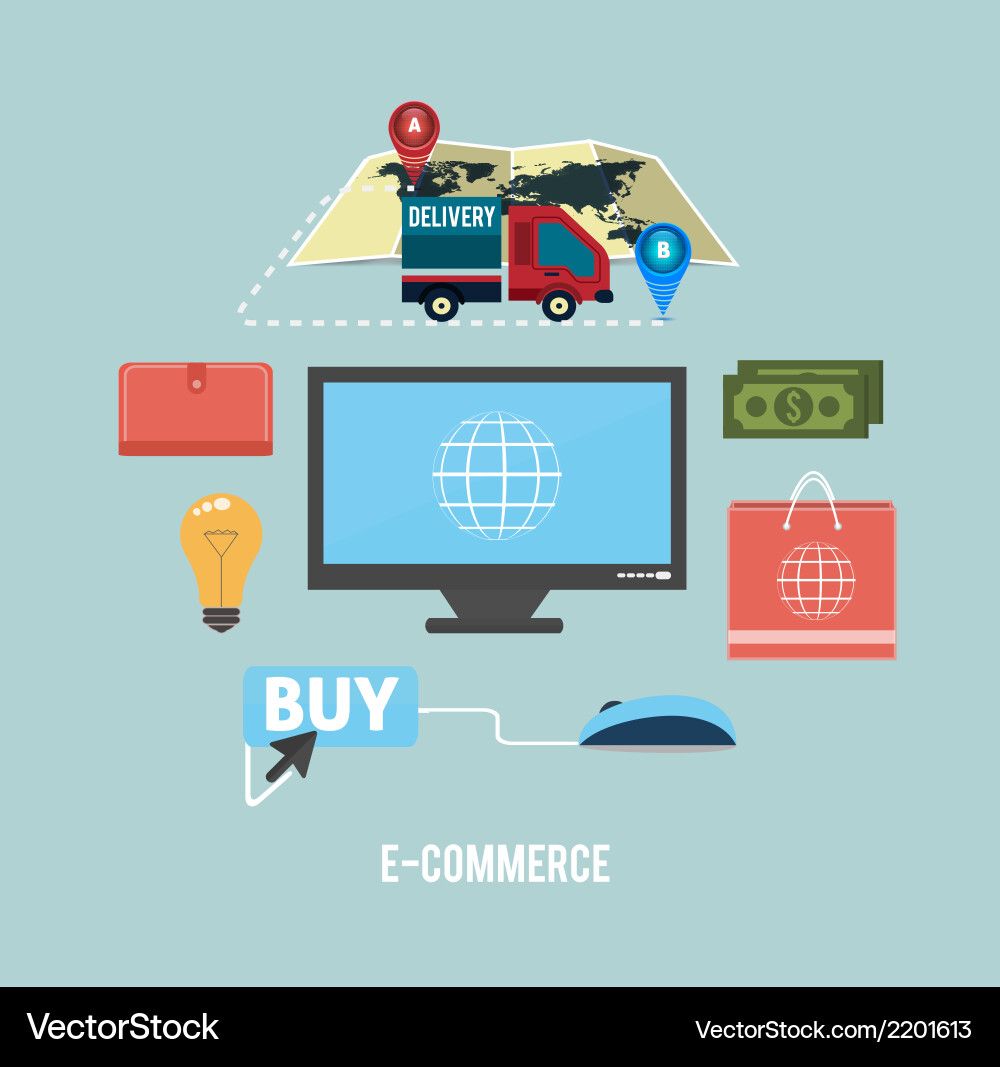 E-commerce infographic concept of purchasing Vector Image