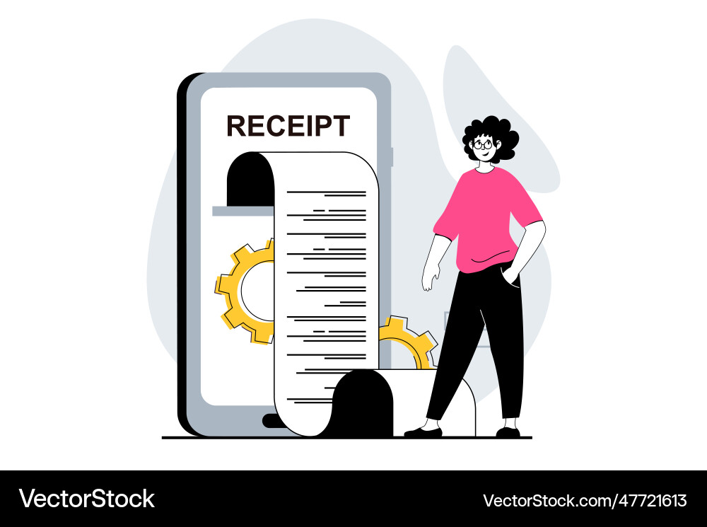 Electronic receipt concept with people scene Vector Image