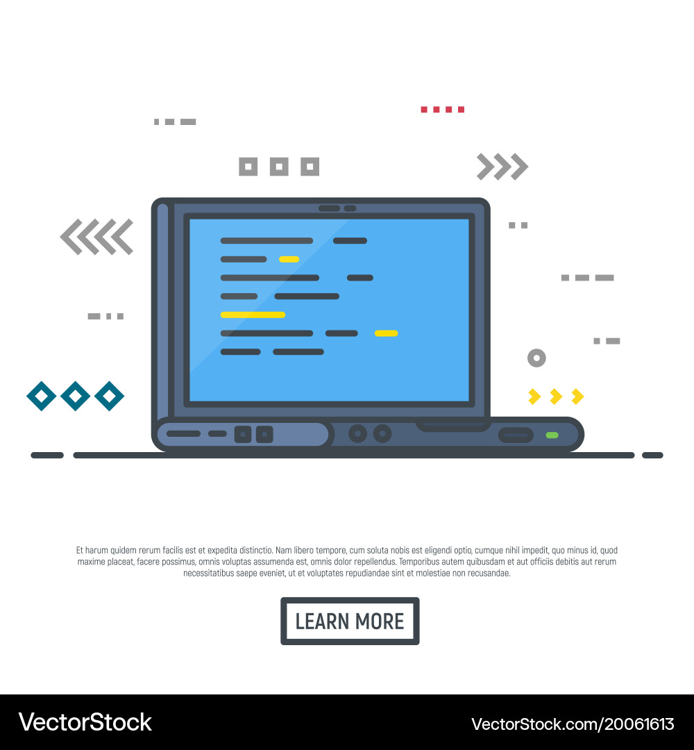 Laptop with programming Royalty Free Vector Image