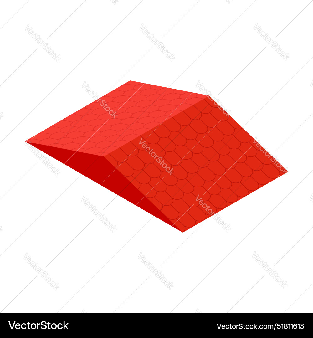 Red gable roof in isometry Royalty Free Vector Image