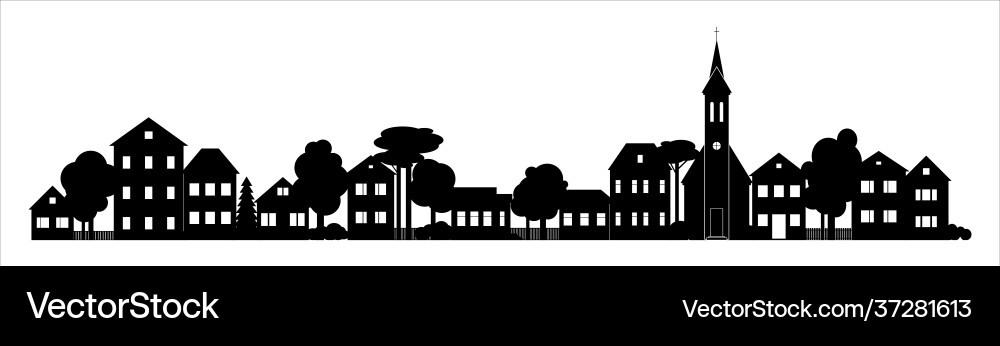 Small town silhouette skyline horizontal banner Vector Image