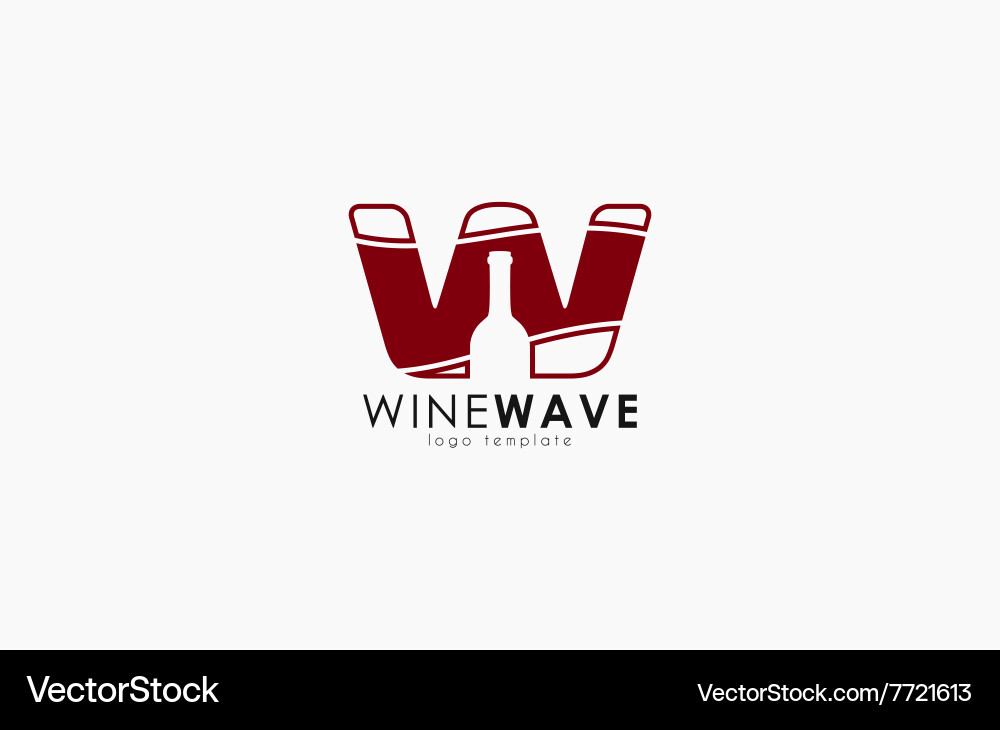 Wine logo design bottle w letter Royalty Free Vector Image