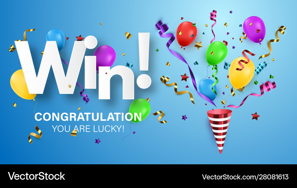Winner background with confetti Royalty Free Vector Image
