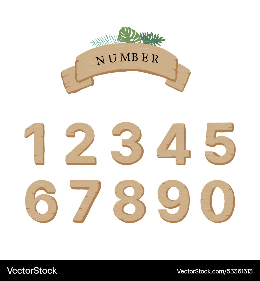 Wood pattern alphabet letternumber graphic font Vector Image