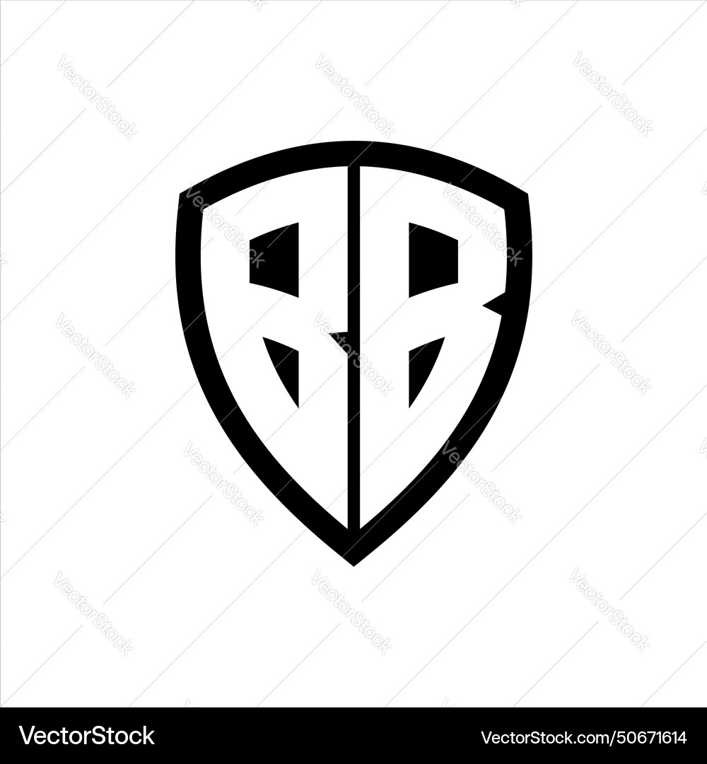 Bb monogram logo with bold letters shield shape Vector Image
