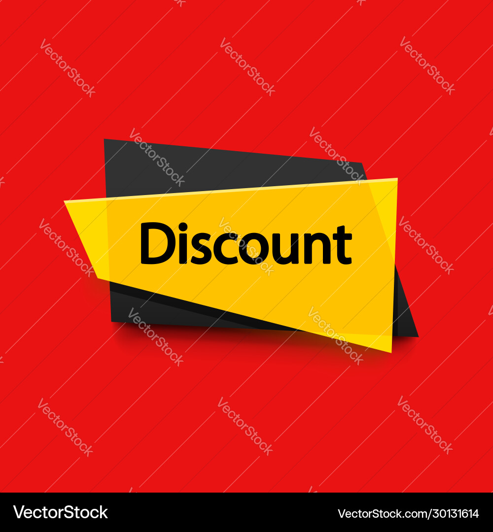 Discount banner on red Royalty Free Vector Image