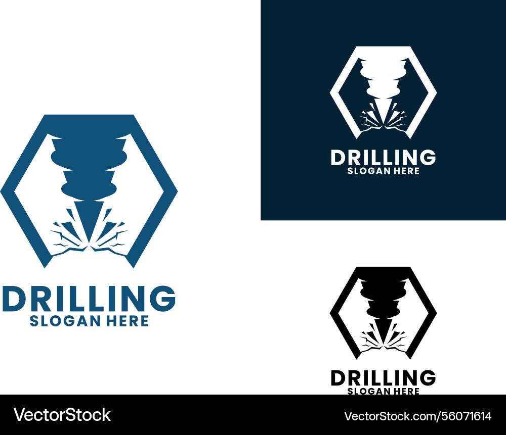 Drilling logo design template drill with hexagon Vector Image