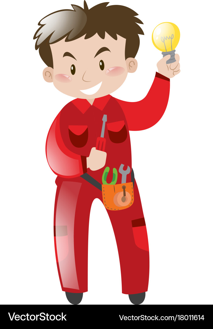 Repairman with lots of tools Royalty Free Vector Image