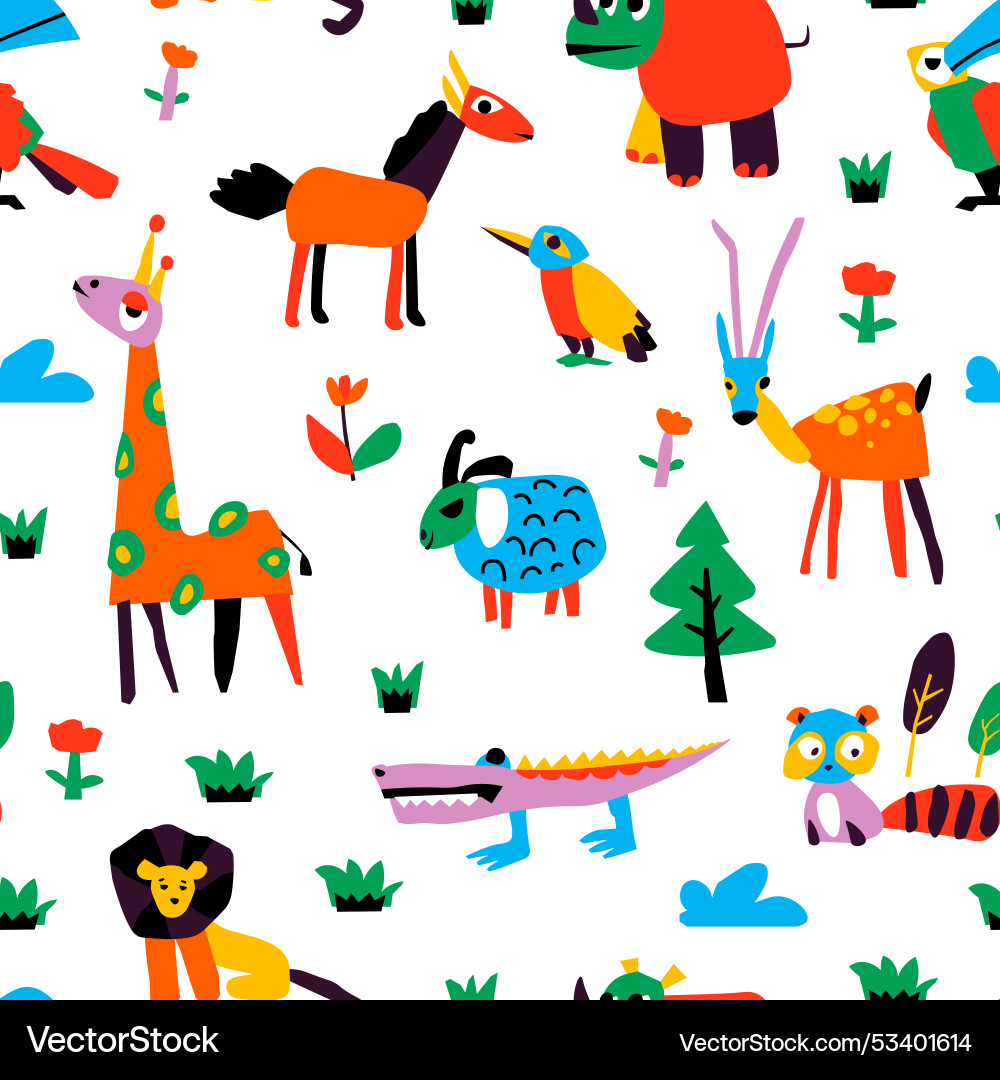Safari animal cartoon pattern Royalty Free Vector Image
