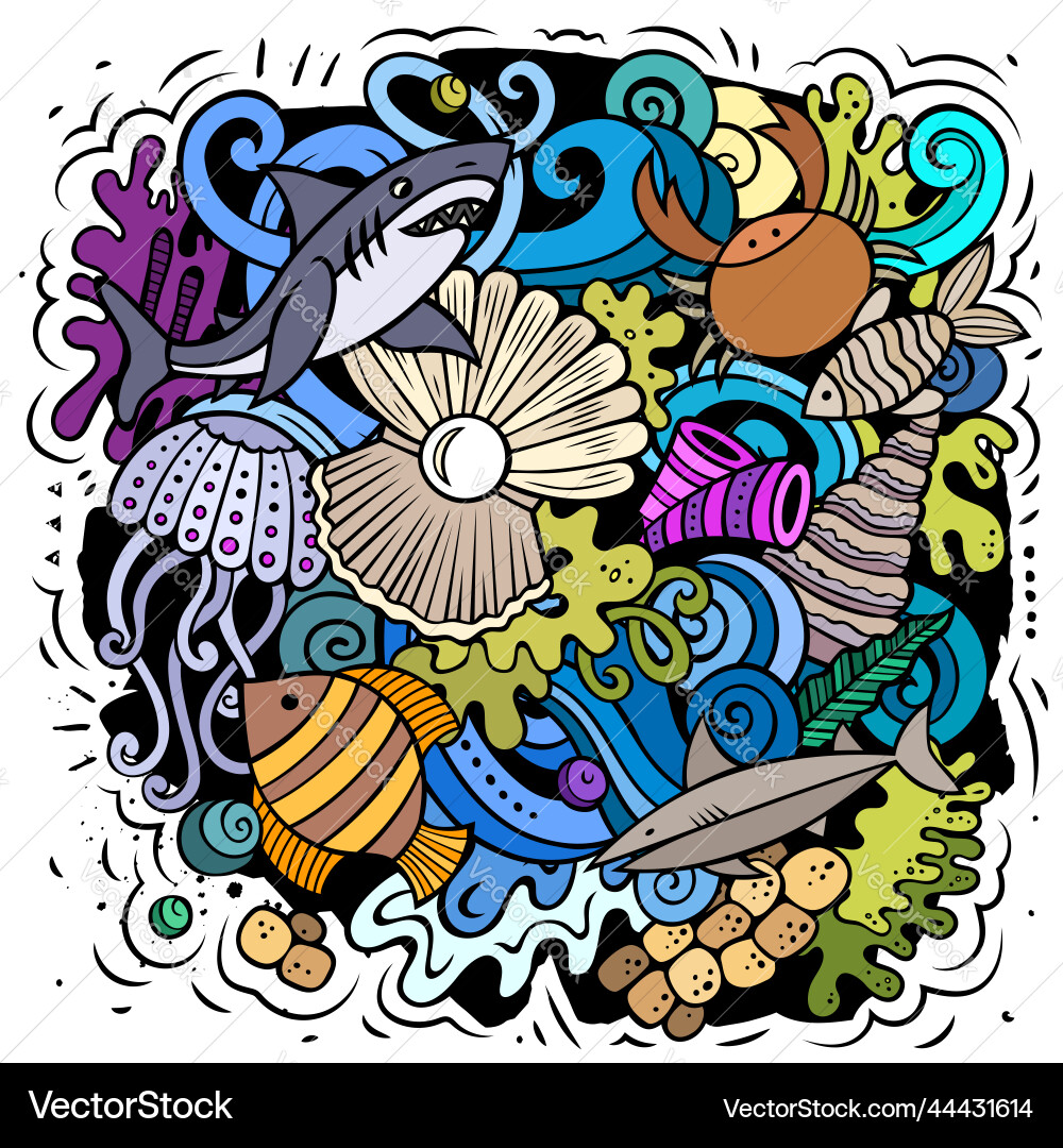 Sea life cartoon Royalty Free Vector Image - VectorStock