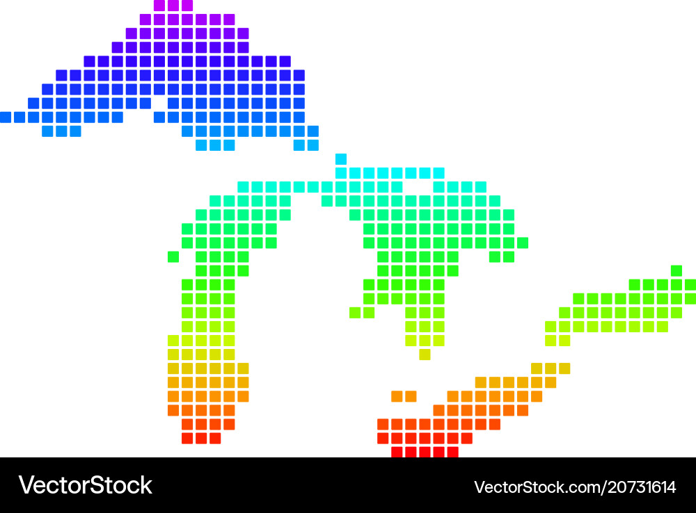 Spectrum dotted great lakes map Royalty Free Vector Image