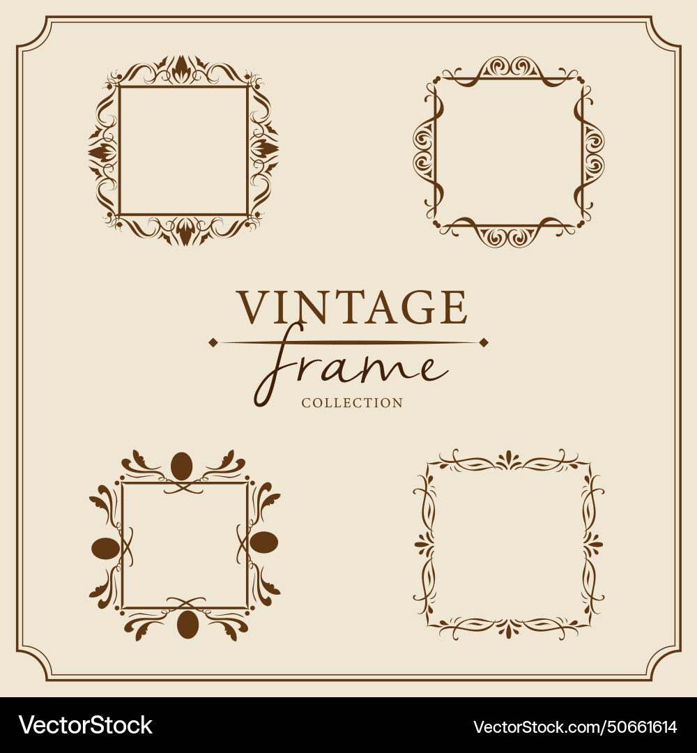 Vintage frames set retro design elements Vector Image