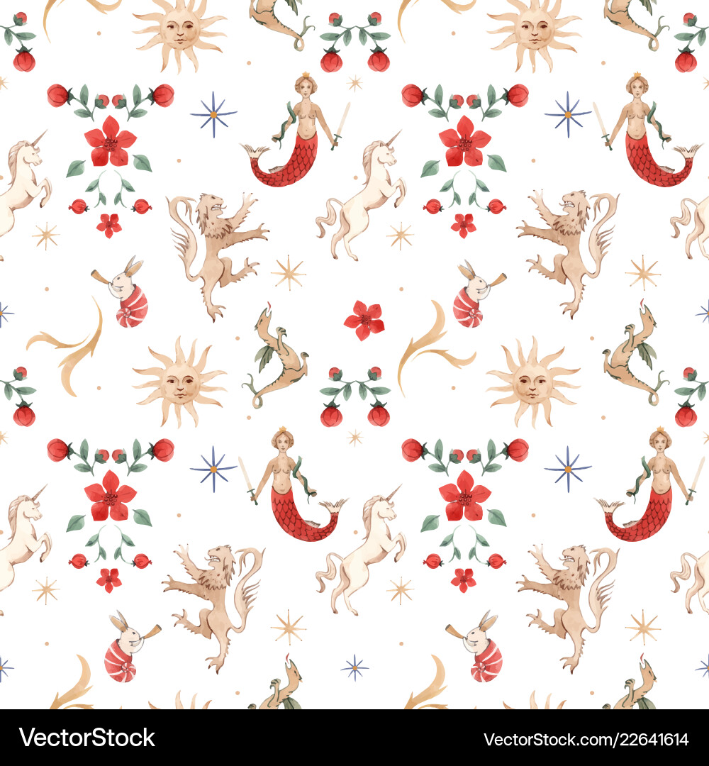 Watercolor pattern medieval Royalty Free Vector Image