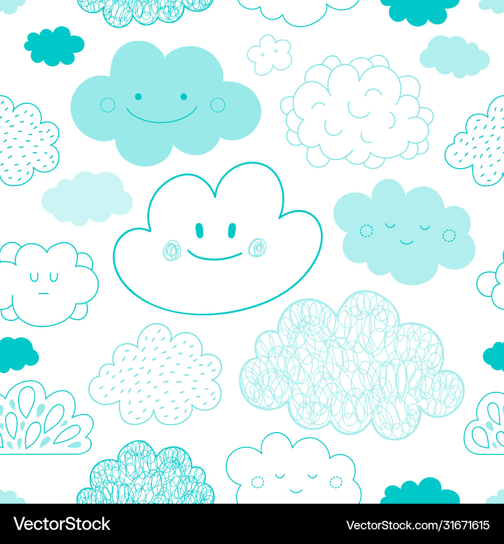Cartoon clouds pattern Royalty Free Vector Image