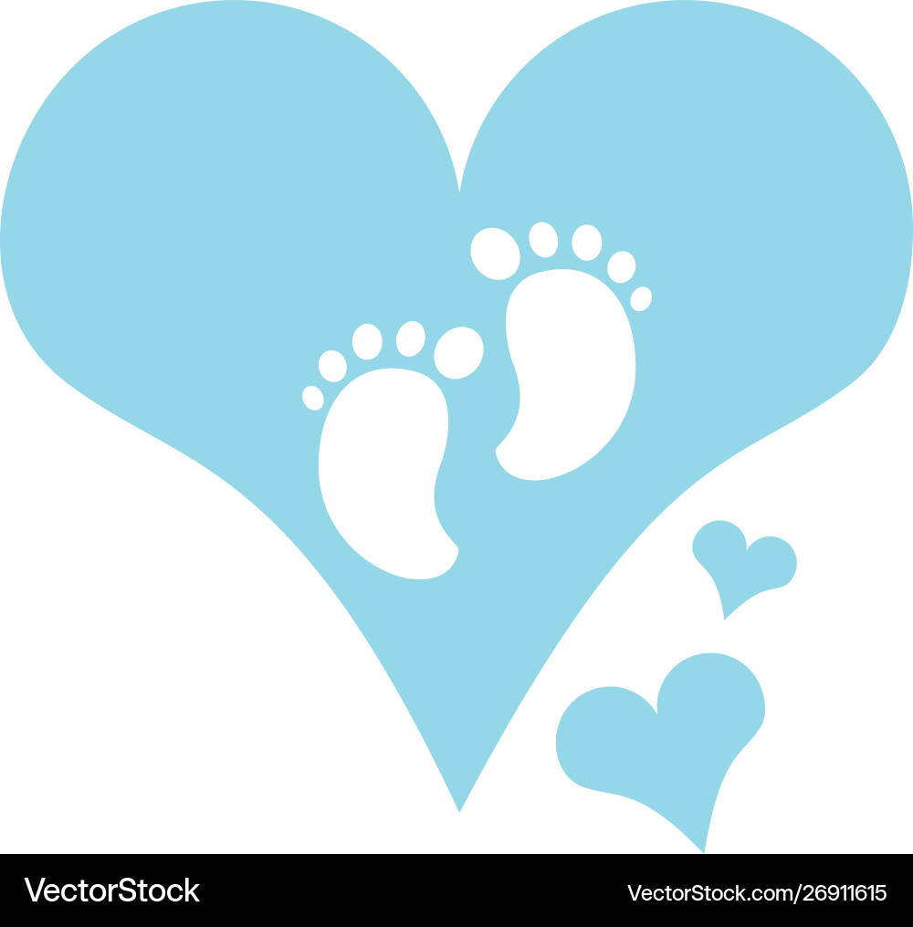 Cute baby footprints in heart Royalty Free Vector Image