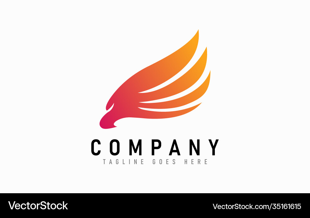 Eagle logo design abstract orange head Royalty Free Vector