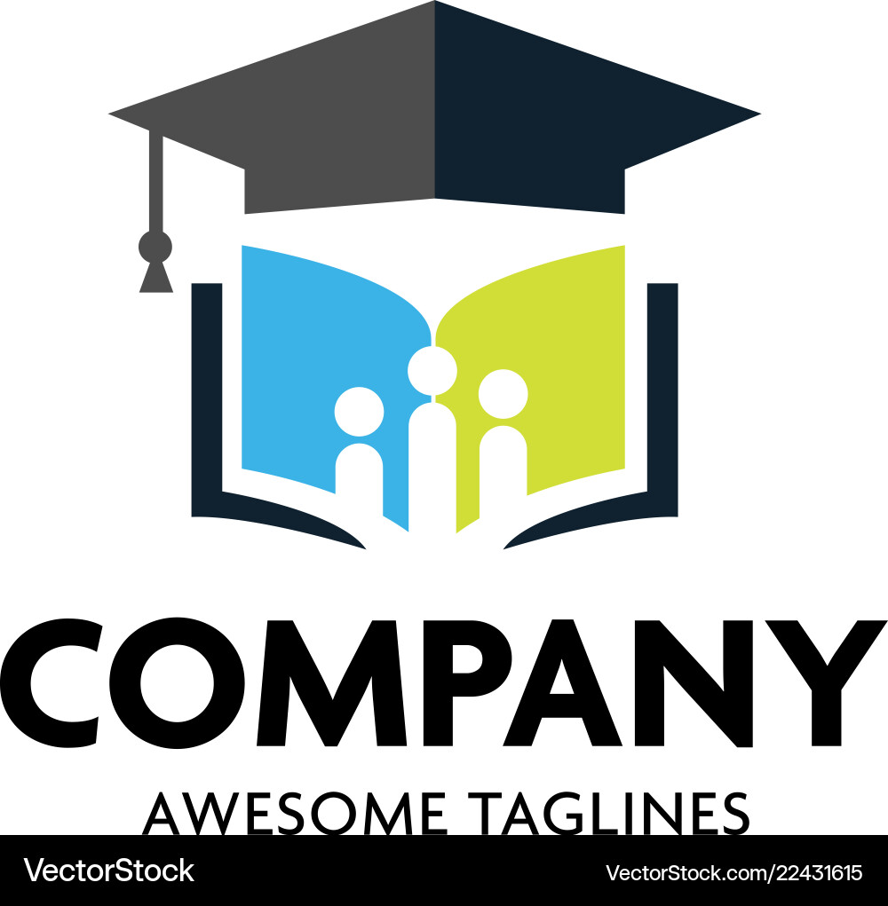 Graduation cap and open book logo concept Vector Image