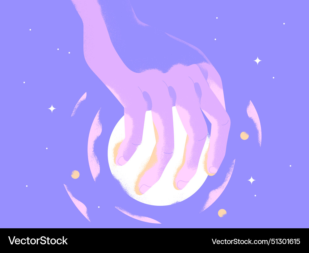 Hand holding glowing magic ball orb Royalty Free Vector
