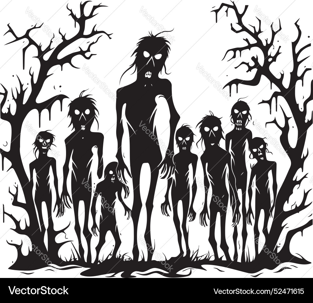 Macabre mingle zombies logo design inky Royalty Free Vector