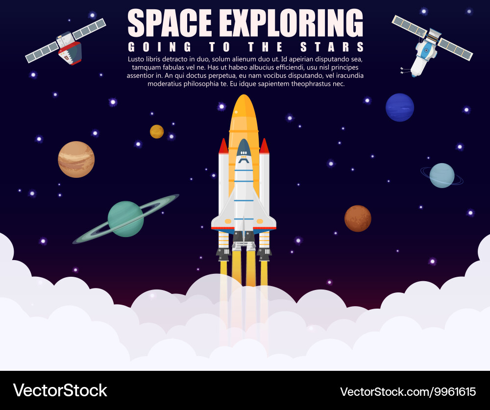 Space Shuttle Launch Exploration Royalty Free Vector Image