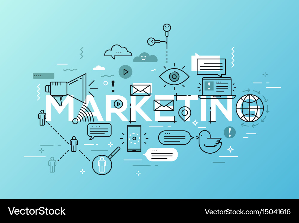 Creative of marketing word Royalty Free Vector Image