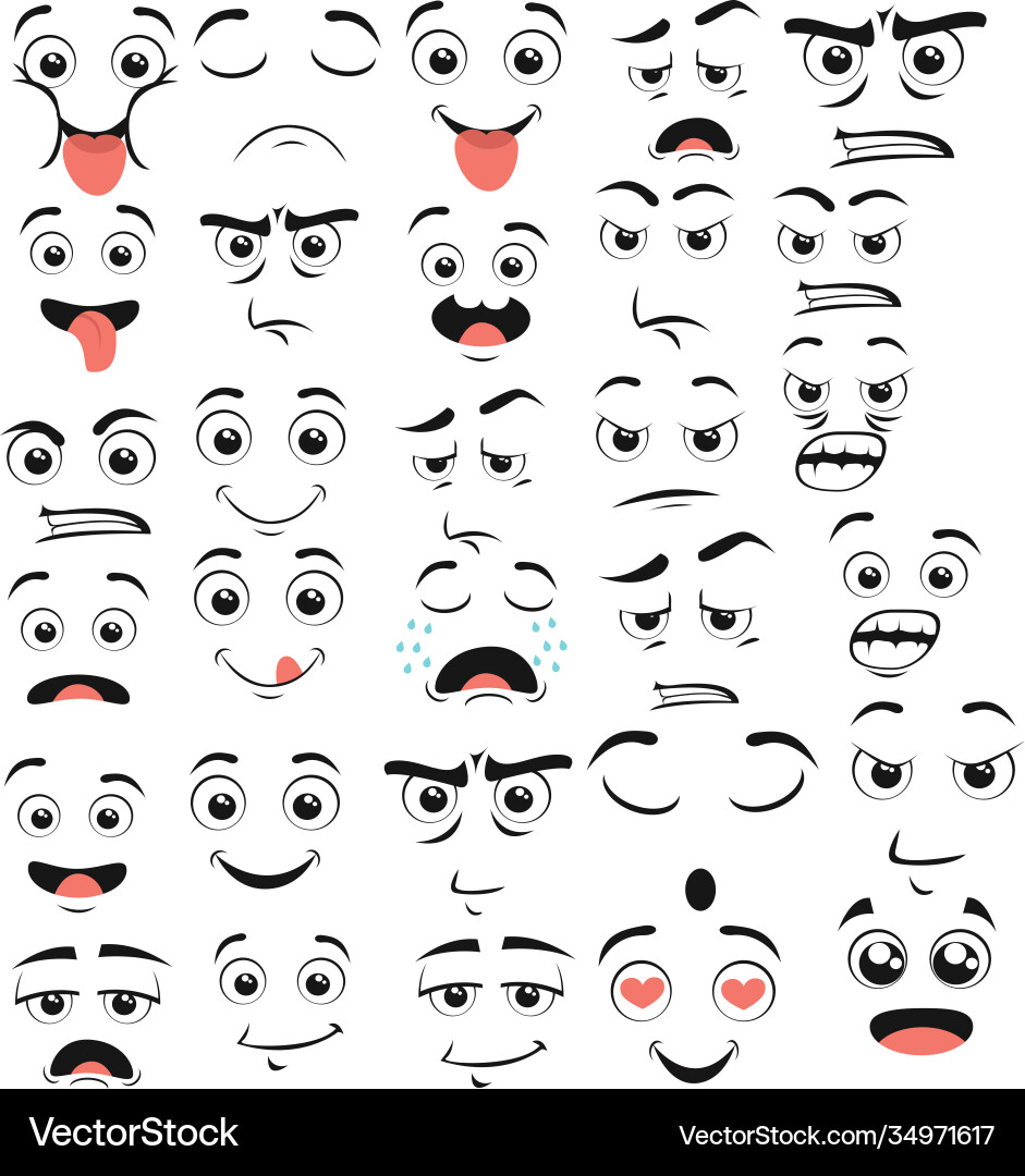 Big set cartoon emotions in flat style Royalty Free Vector