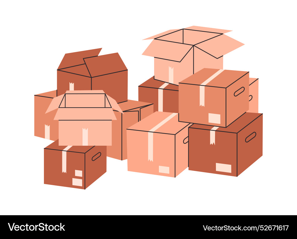 Boxes piles cardboard delivery or moving Vector Image