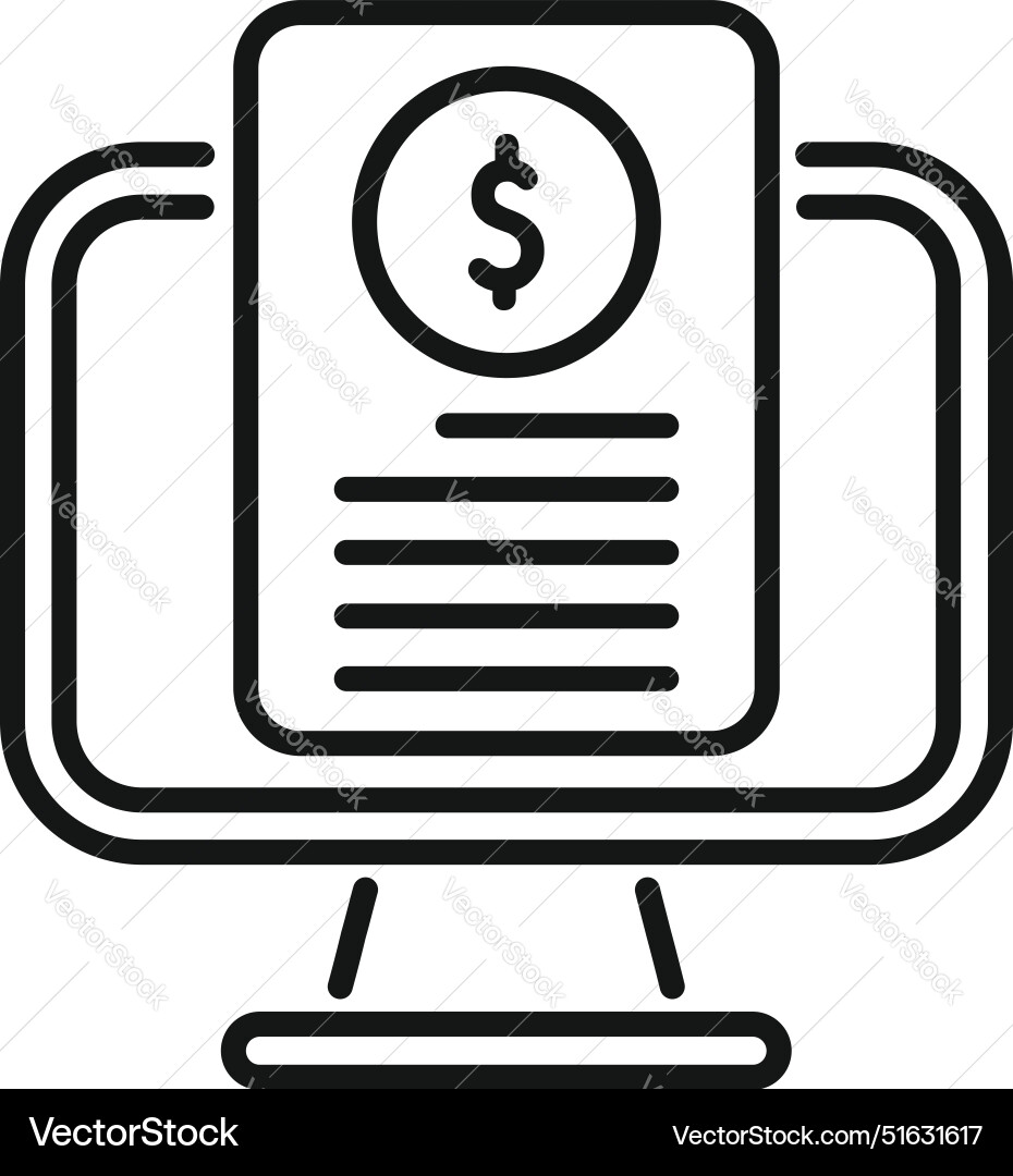 Computer showing online payment invoice with Vector Image