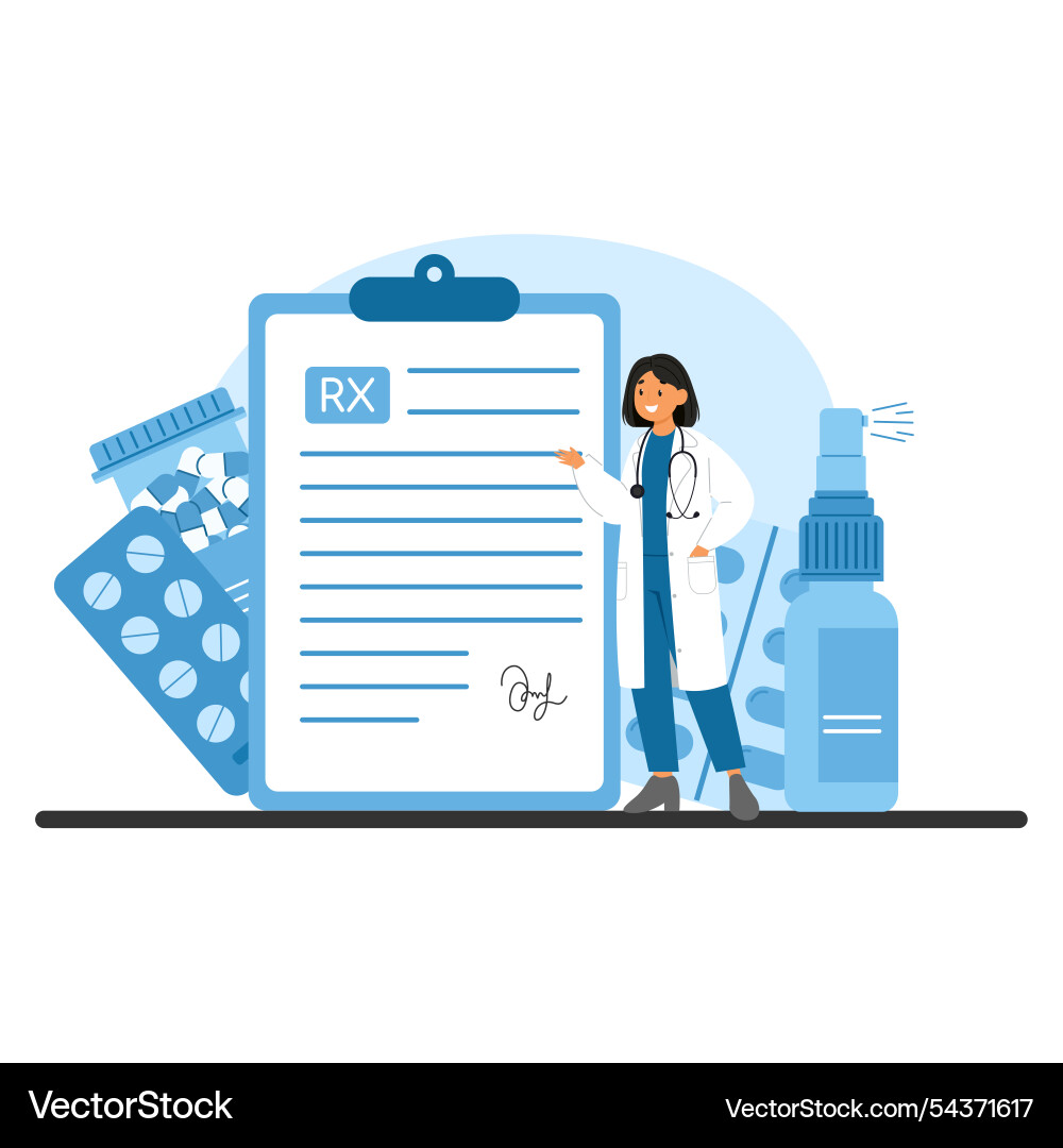 Doctor presenting a prescription document Vector Image