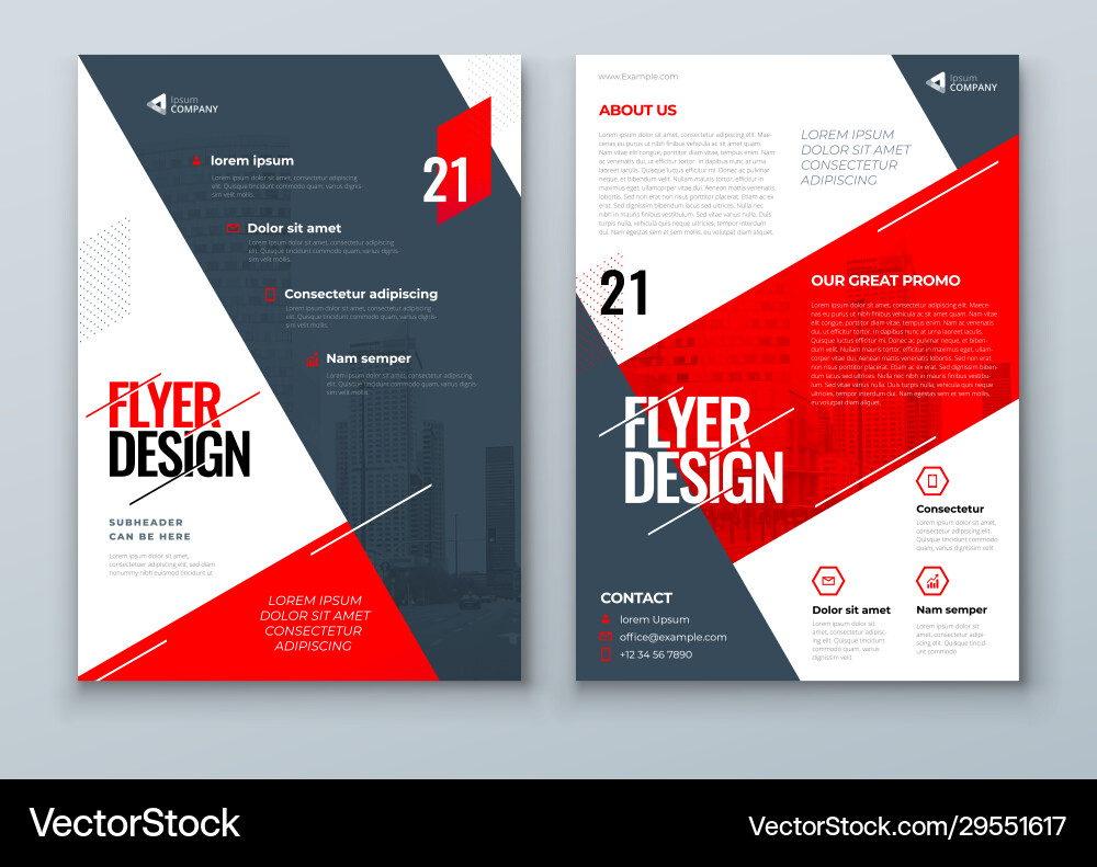 Flyer design red modern background Royalty Free Vector Image