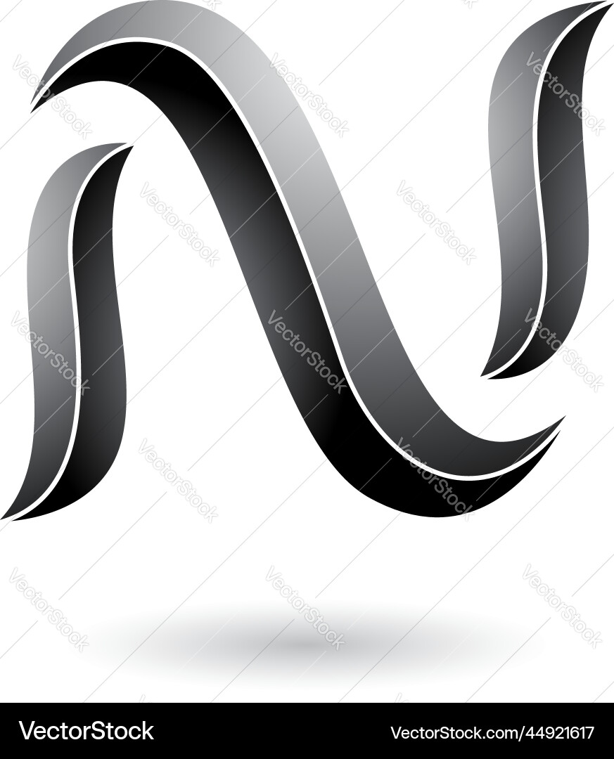 Grey striped snake shaped letter n Royalty Free Vector Image