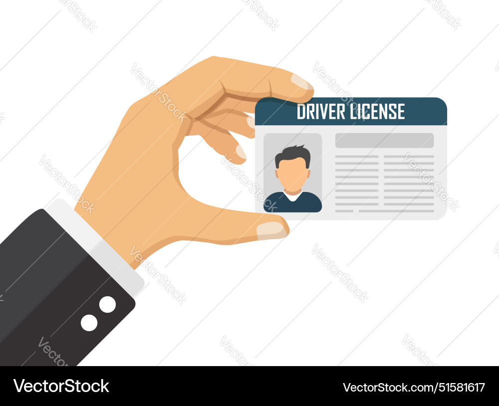 Hand holding driver license icon in flat style id Vector Image