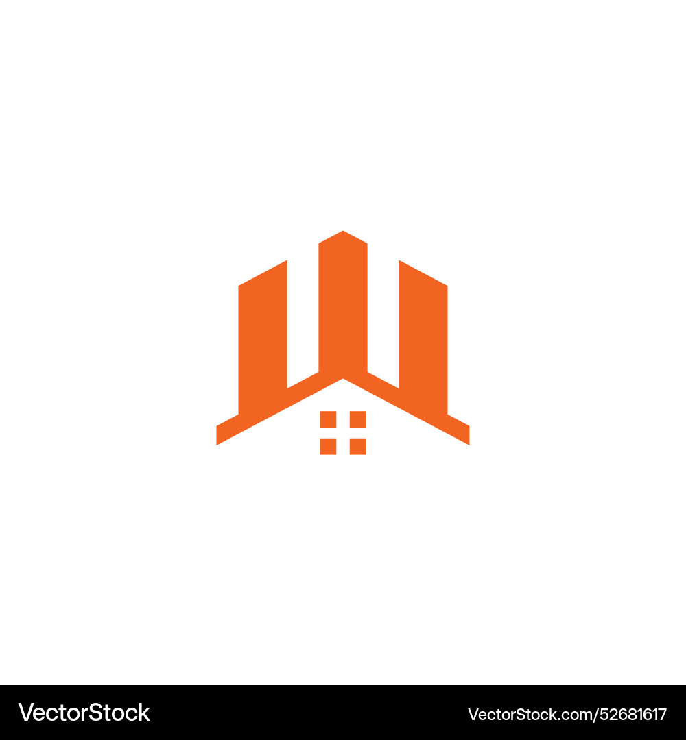 Letter w home building logo design Royalty Free Vector Image