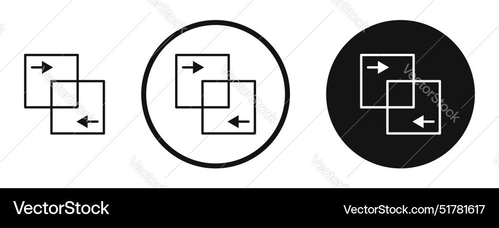 Merge icon set black filled and outlined style Vector Image