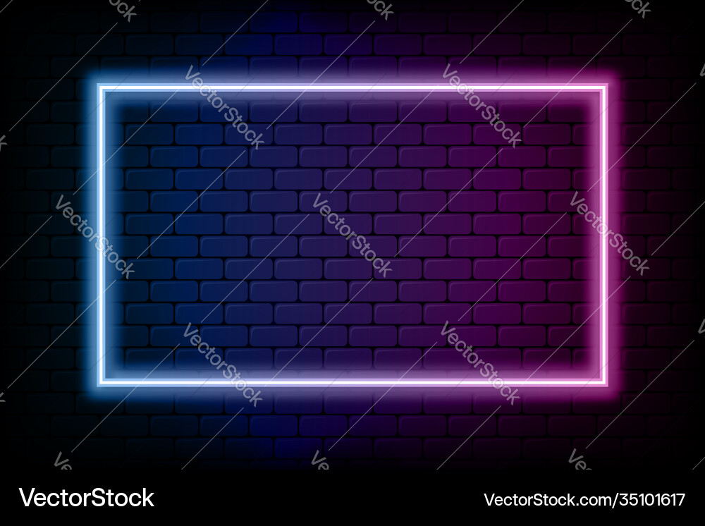 Neon Rectangle Light Frame Royalty Free Vector Image