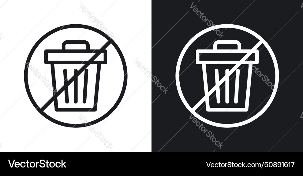 No trash sign icon set ban on littering Royalty Free Vector