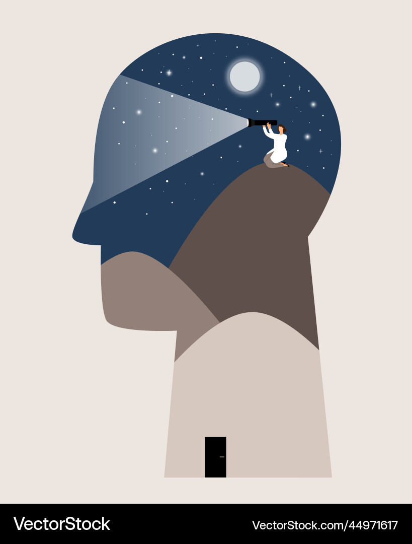 Person head inside which the psychologist Vector Image