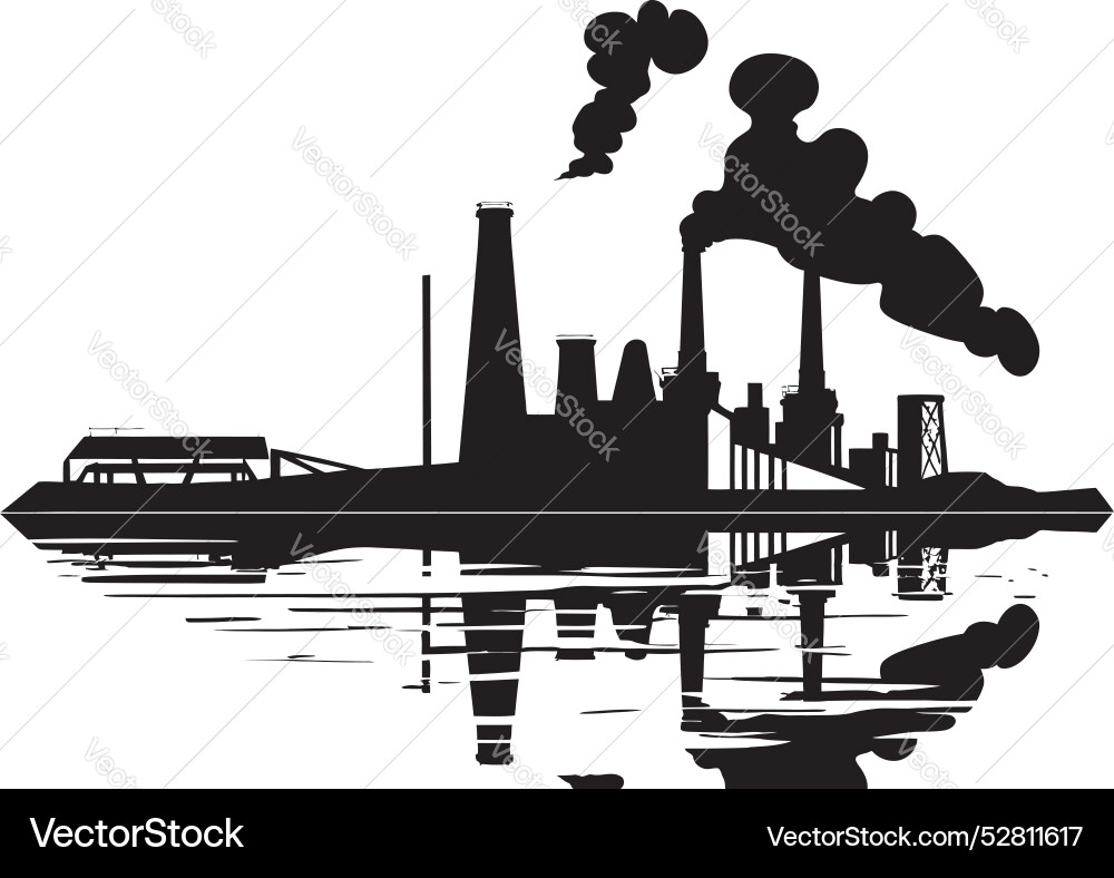 Pollutedriver river water and air pollution icon Vector Image